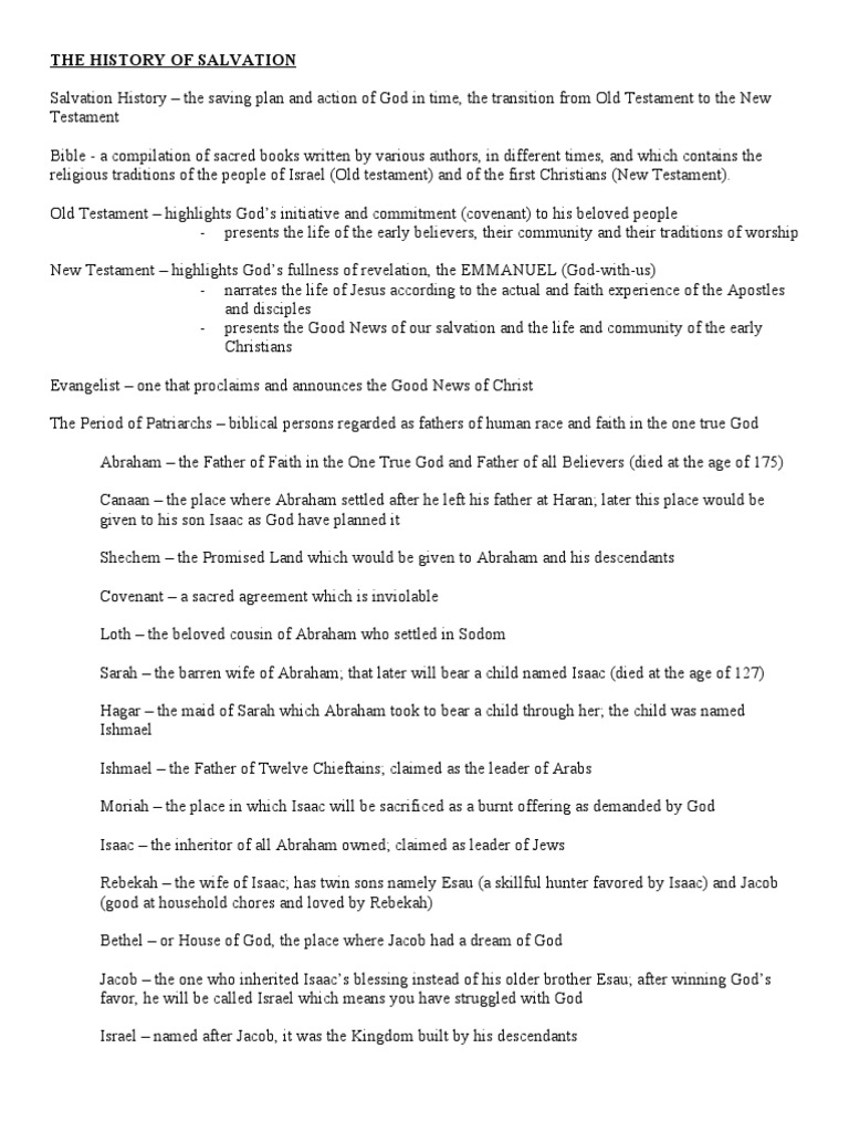 Salvation History in the Old Testament | PDF | Isaac | Abraham