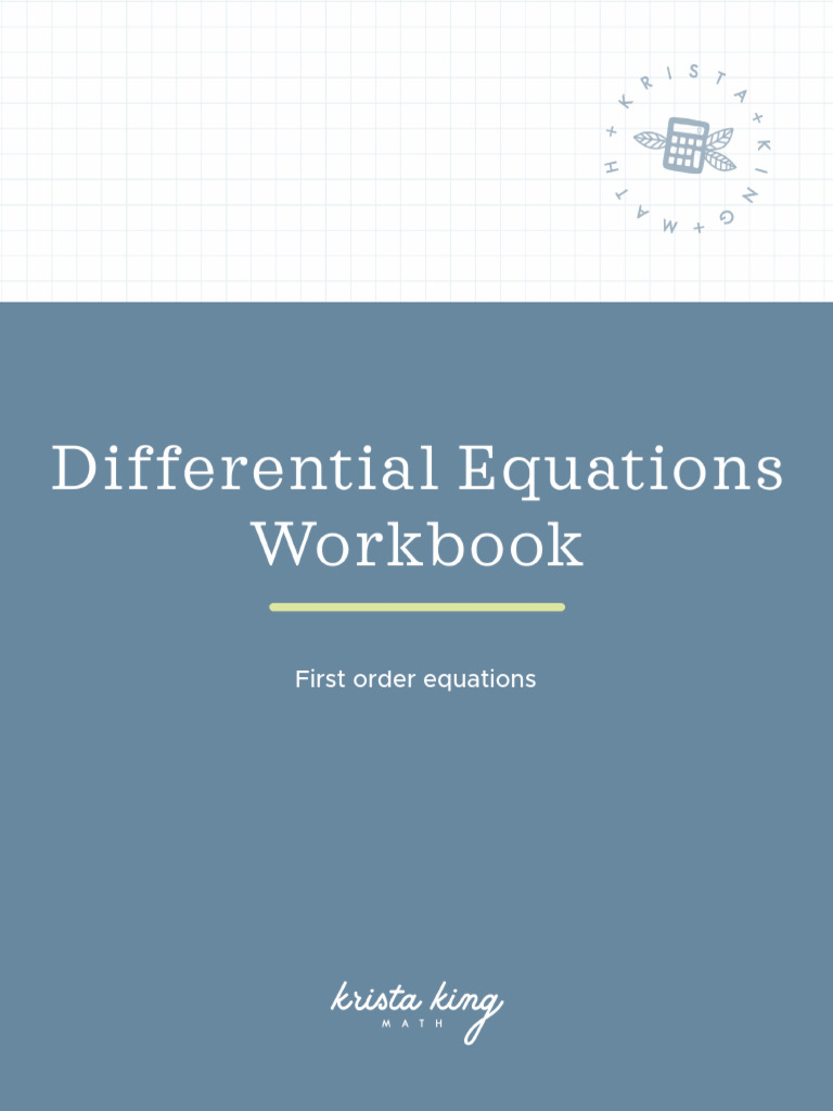 Workbook First Order Equations Pdf Equations Differential Equations