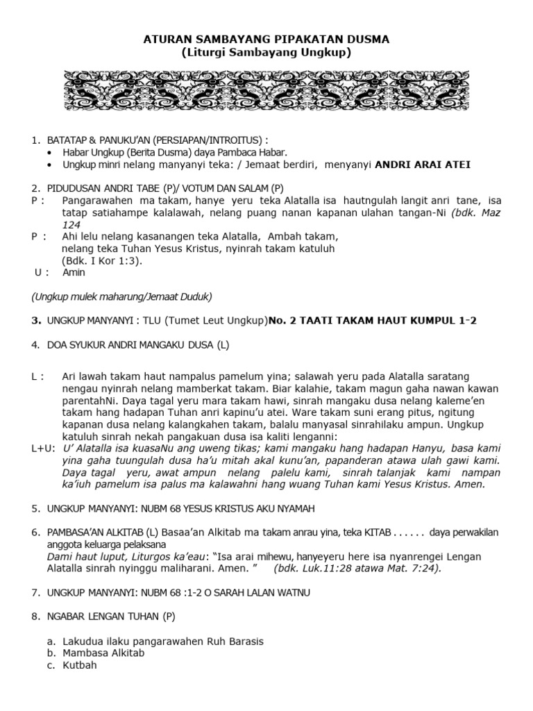 Aturan Sambayang Liturgi Dusma | PDF