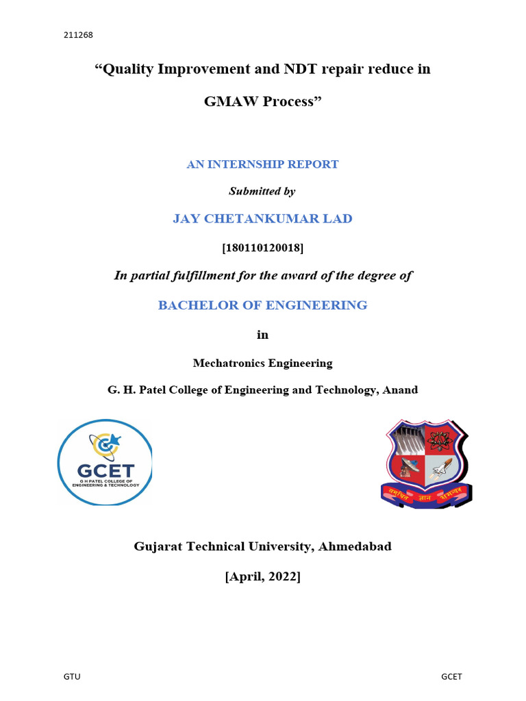 Final Report (Internship) | PDF | Nondestructive Testing | Welding