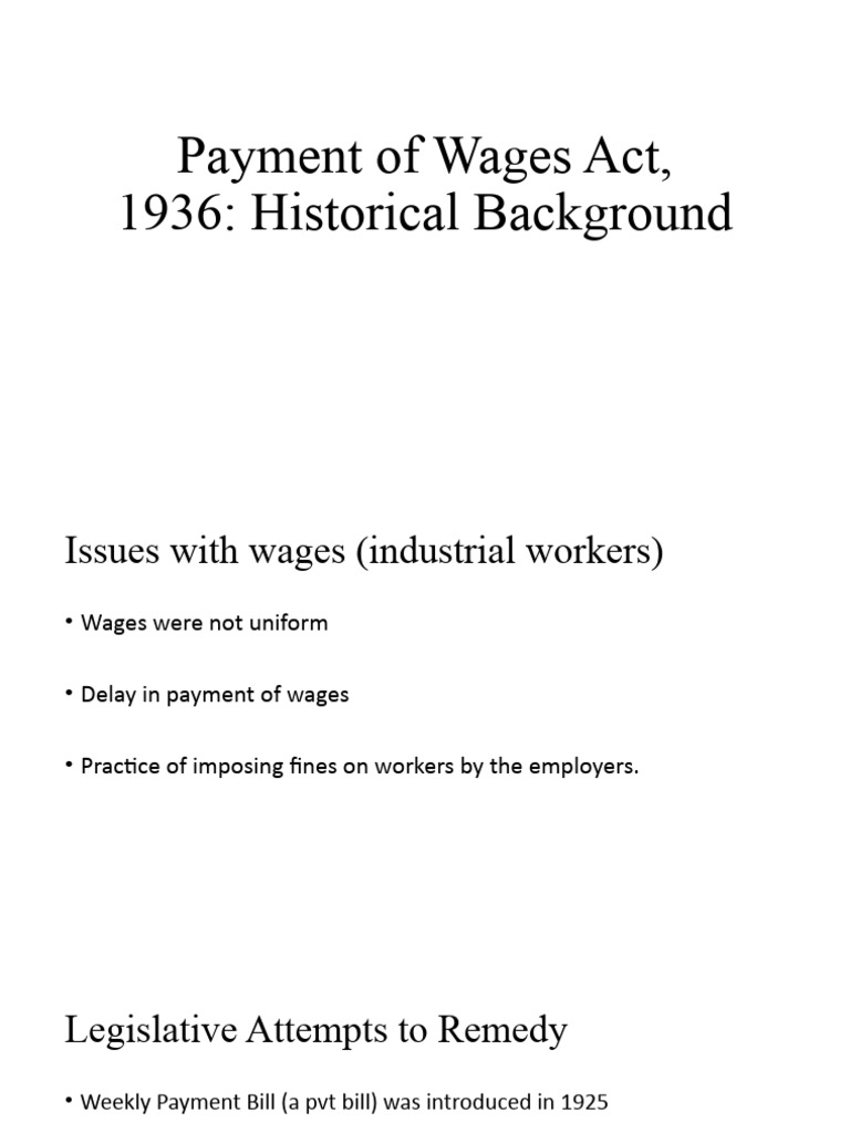 Payment of Wages Act 1936 Overview | PDF | Employment | Economies