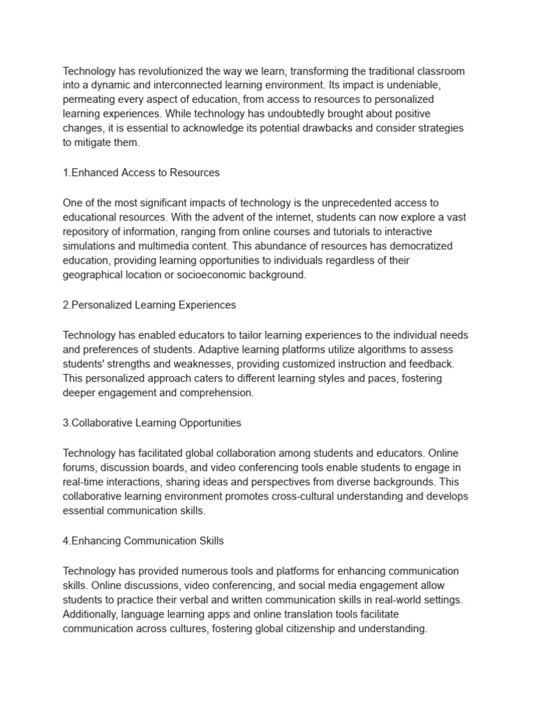 The Impacts of Technology on Learning | PDF | Learning | Human Communication