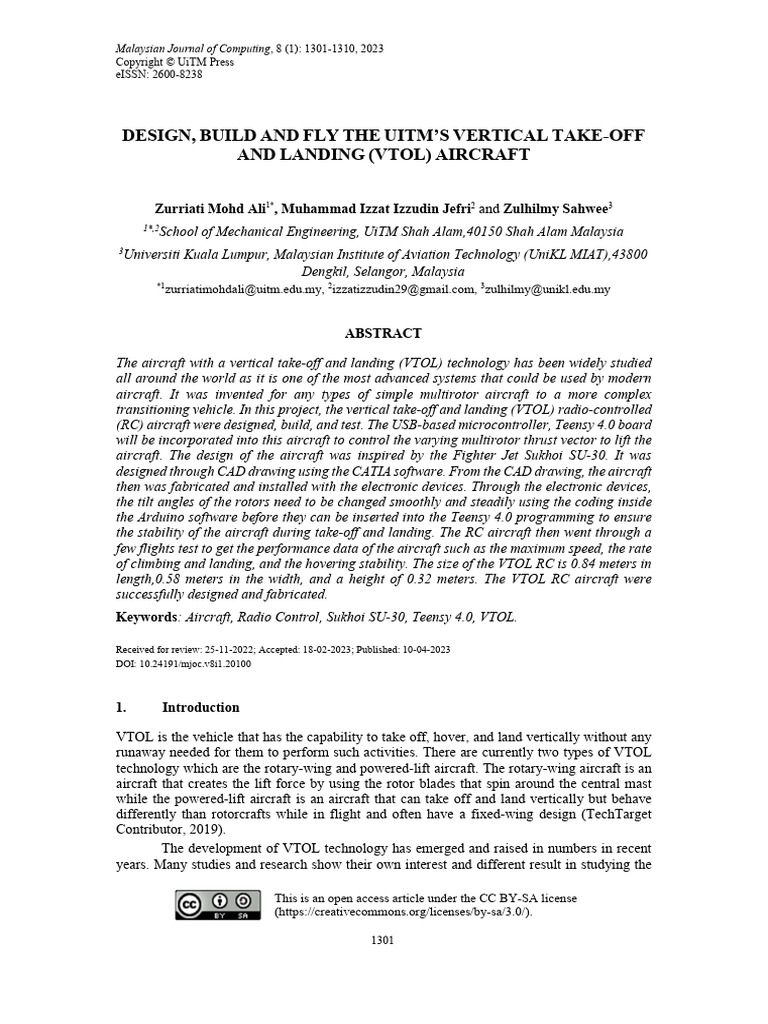4 Design Build and Fly The Uitms Vertical Take-Off and Landing Vtol ...