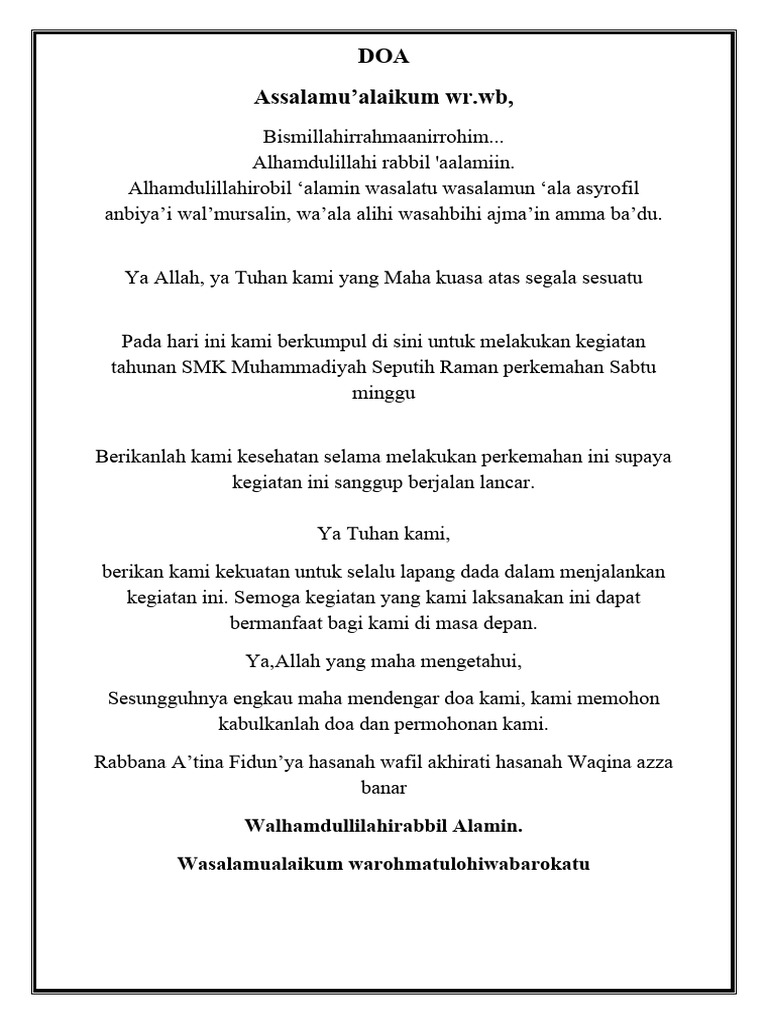 Doa Pembukaan Persami | PDF