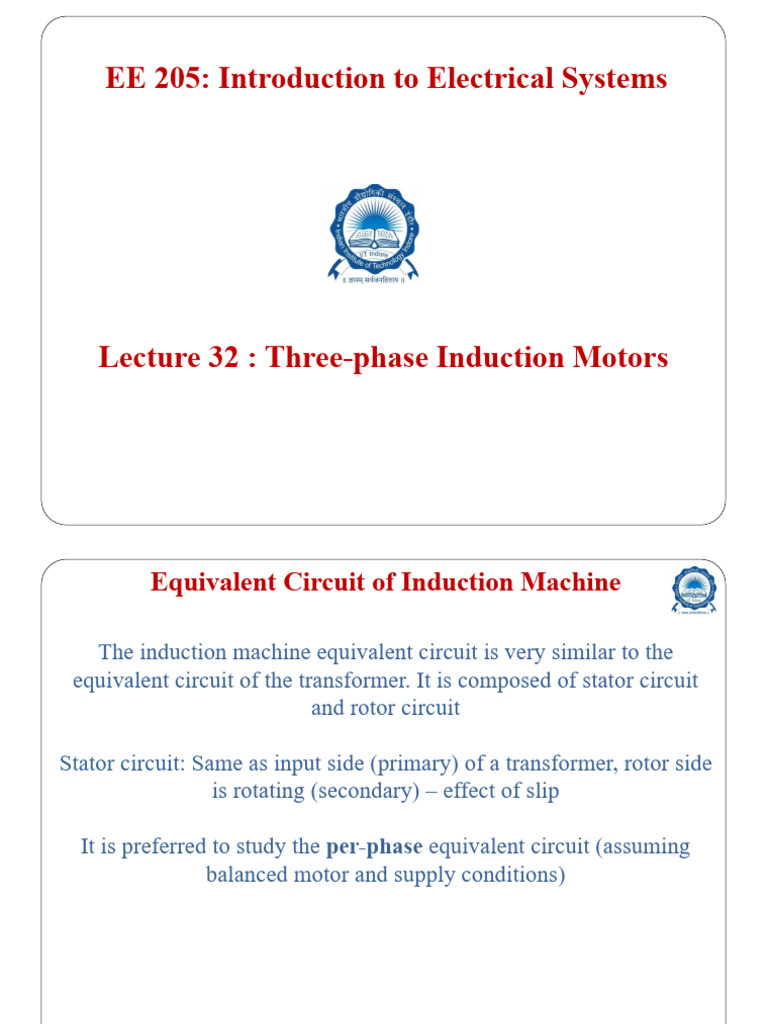 EE 205 Lecture 32 | PDF | Electric Motor | Power (Physics)