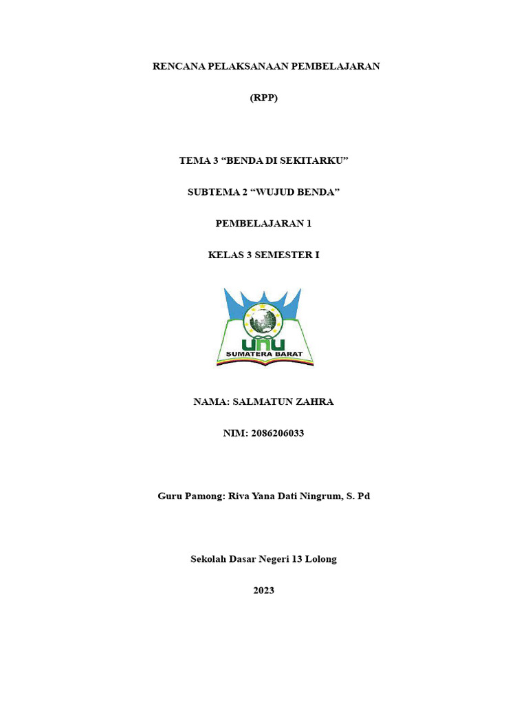 RPP Kls 3 Tema 3 Subtema 2 pb1 | PDF | Karier & Perkembangan | Seni & Disiplin Bahasa