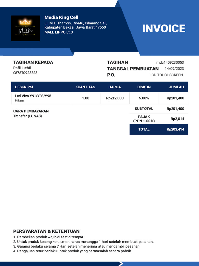 Invoice: Media King Cell | PDF