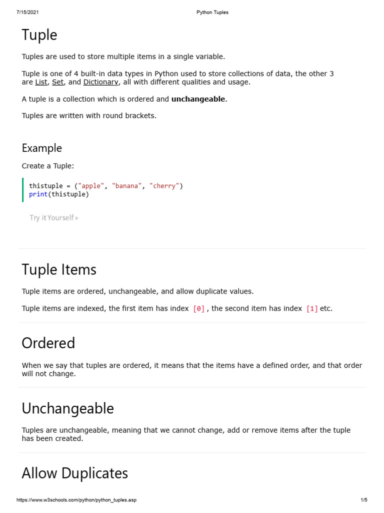Python Tuples | PDF | Data Type | Boolean Data Type