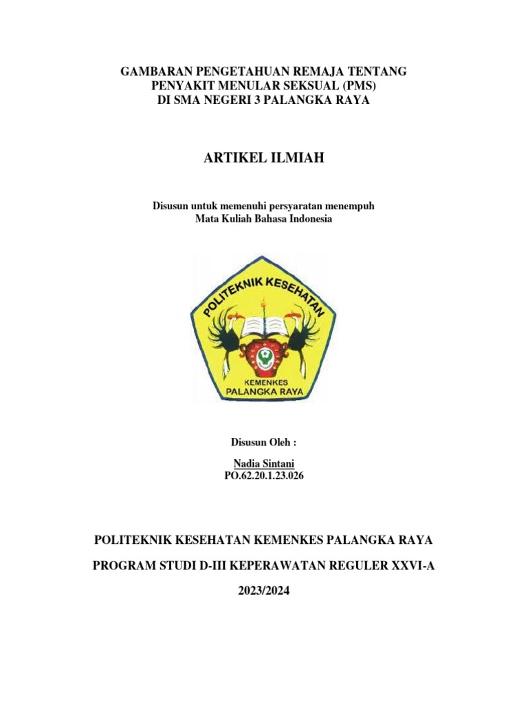 Gambaran Pengetahuan Remaja Tentang Penyakit Menular Seksual (PMS) Di ...