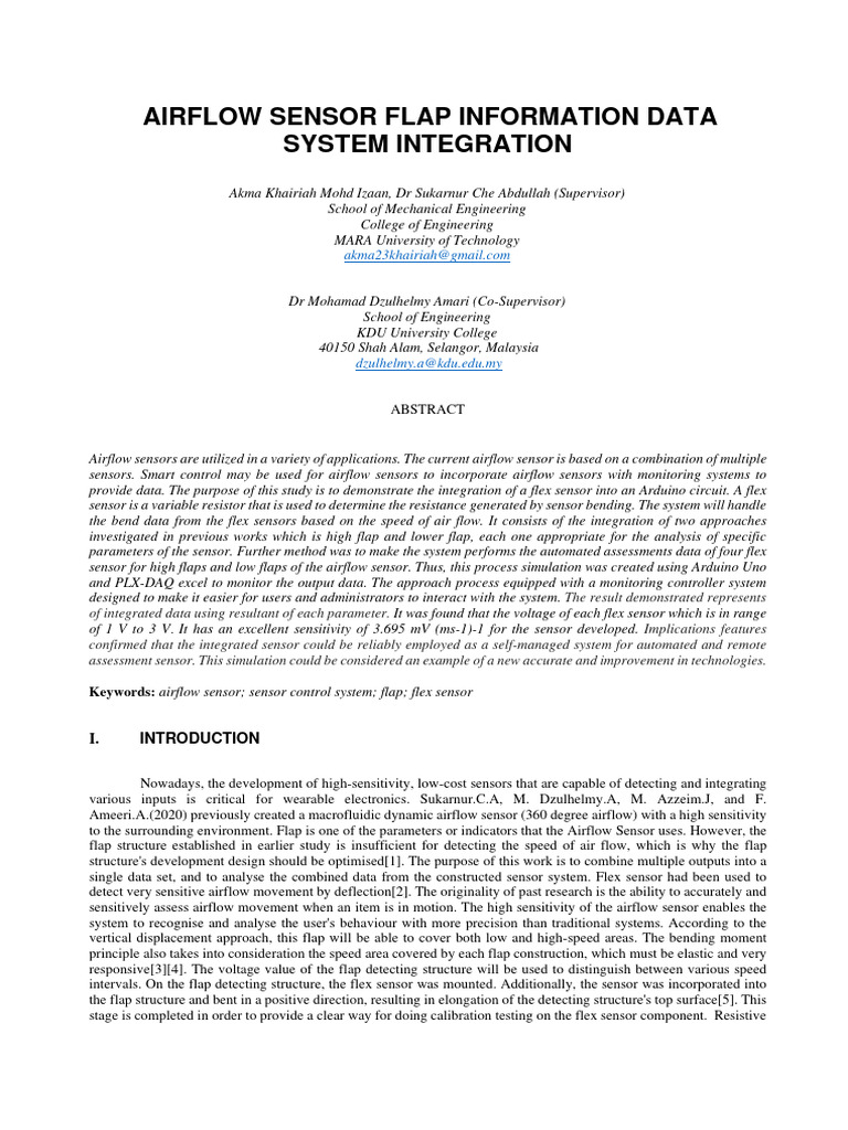 AIRFLOW SENSOR FLAP INFORMATION DATA SYSTEM INTEGRATION | PDF | Electrical Resistance And ...