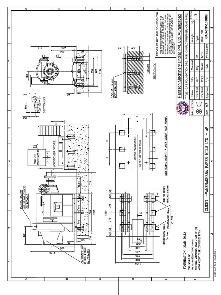GA & Foundation Drawing for Conflow Refiner | PDF