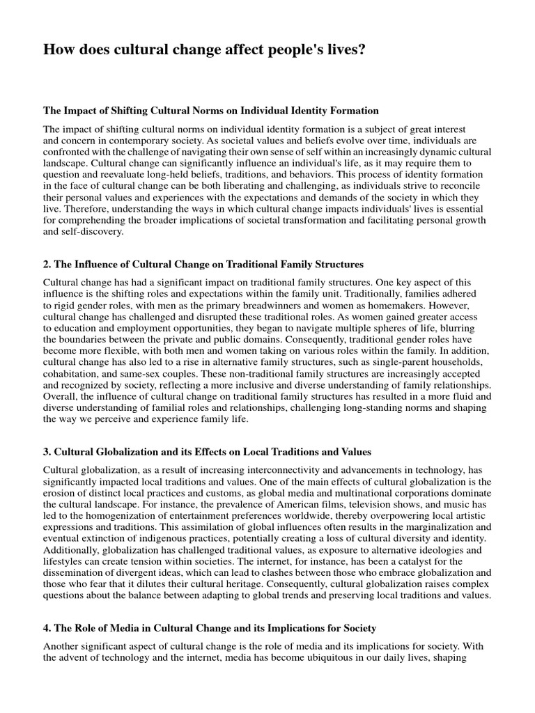 Impact of Cultural Change on Identity | PDF | Identity (Social Science ...