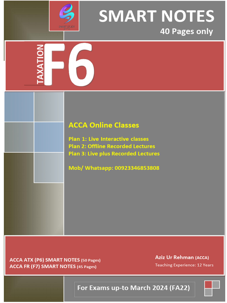 F6 SMART Notes Valid Till 03.2024 | PDF | Taxes | Expense