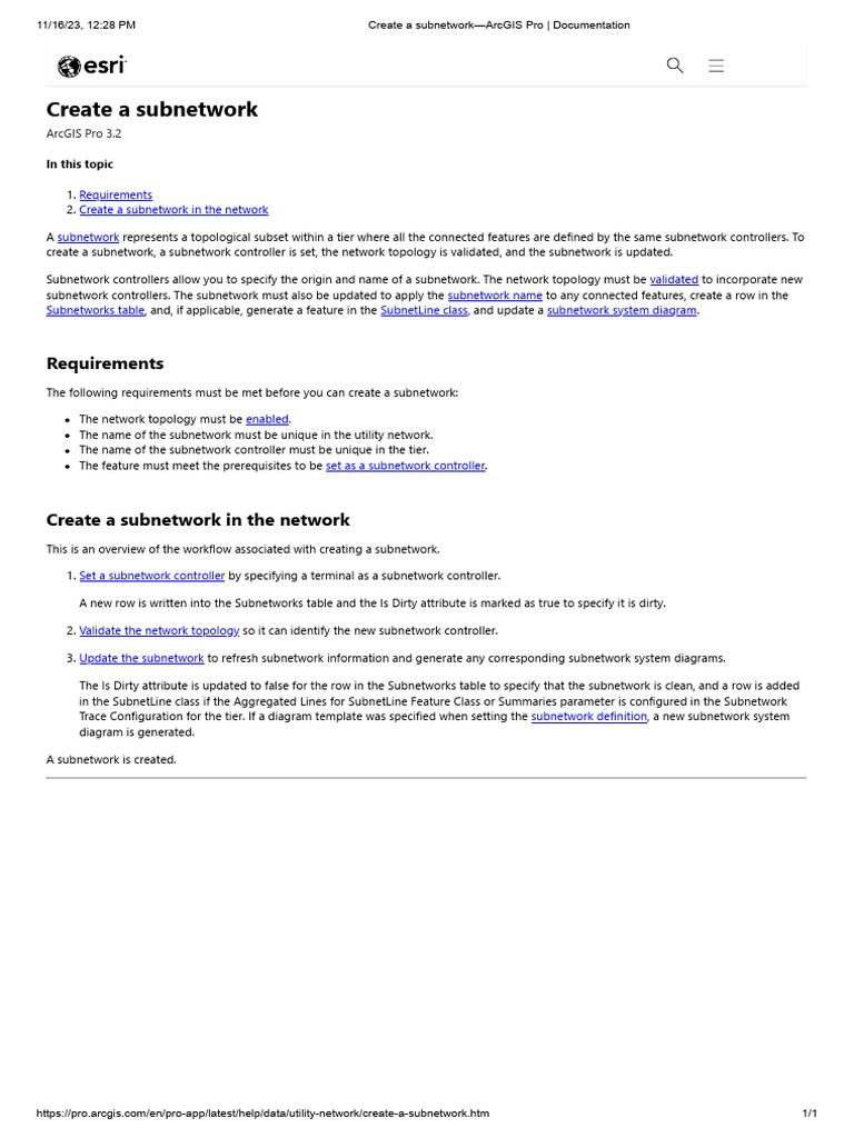 Create A Subnetwork Arcgis Pro Documentation Pdf Science And Mathematics Computers