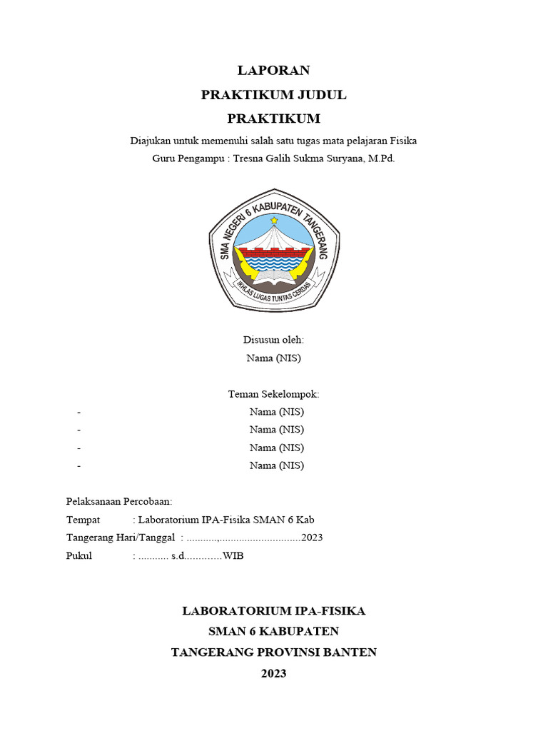 Contoh Cover Laporan Praktikum | PDF