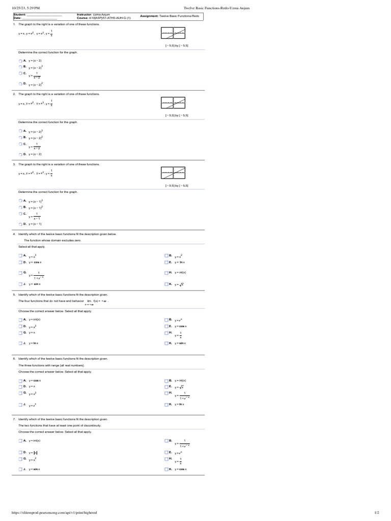 Twelve Basic Functions-Redo-Uzma Anjum | PDF | Function (Mathematics) | Interval (Mathematics)