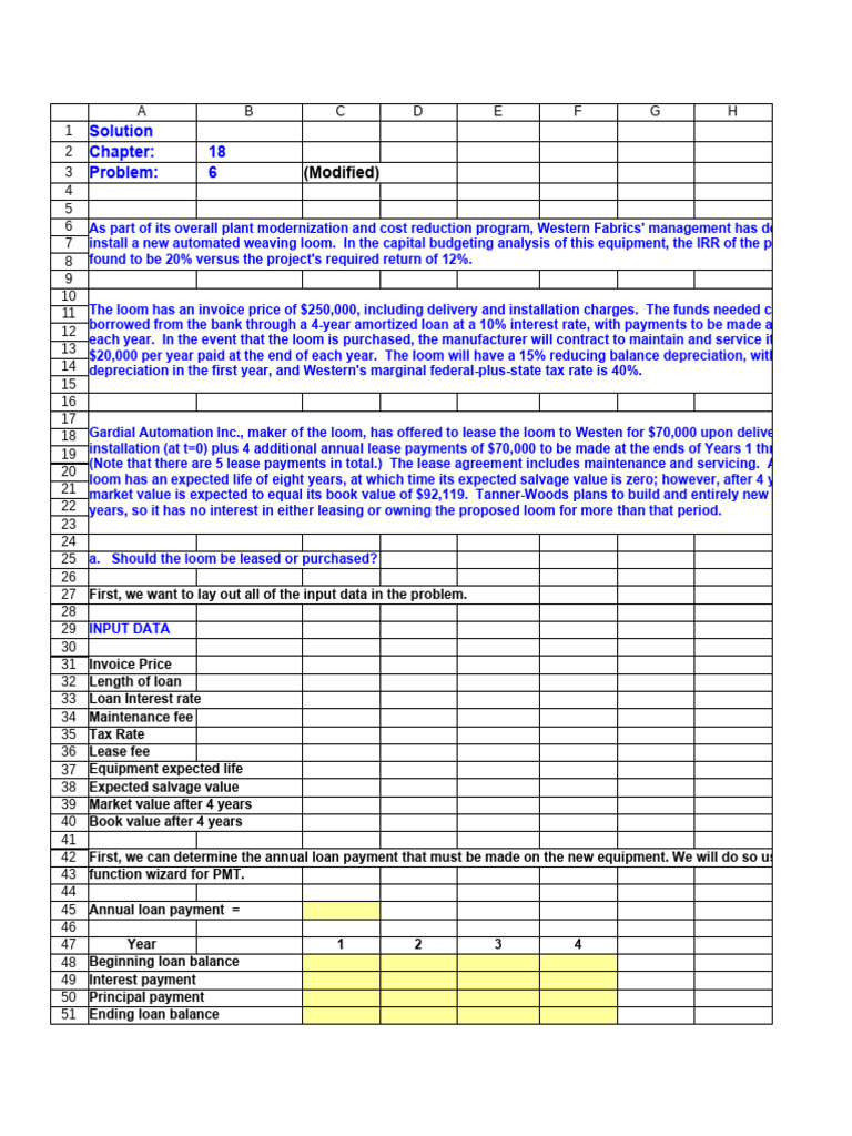 Ch18 P06 Build A Model Question | PDF | Depreciation | Net Present Value