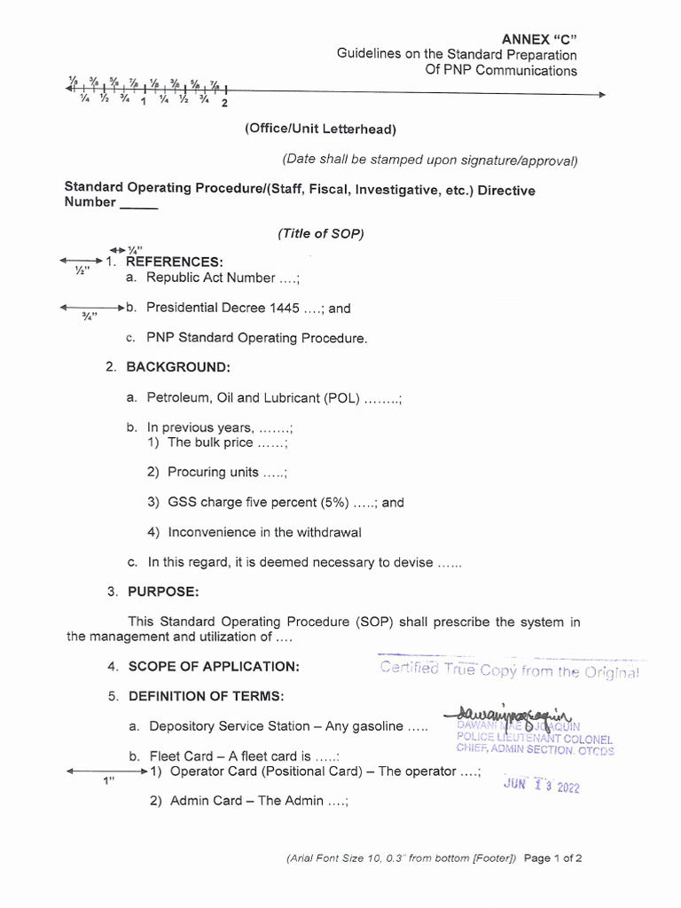 PNP MC 2022 076 SOP Standard Format | PDF