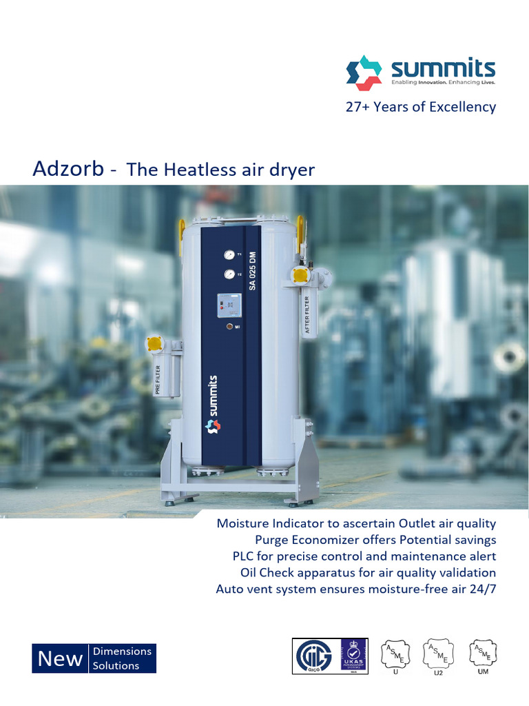 Summits Adsorb Series Heatless and Laser Dryers | PDF | Physical ...