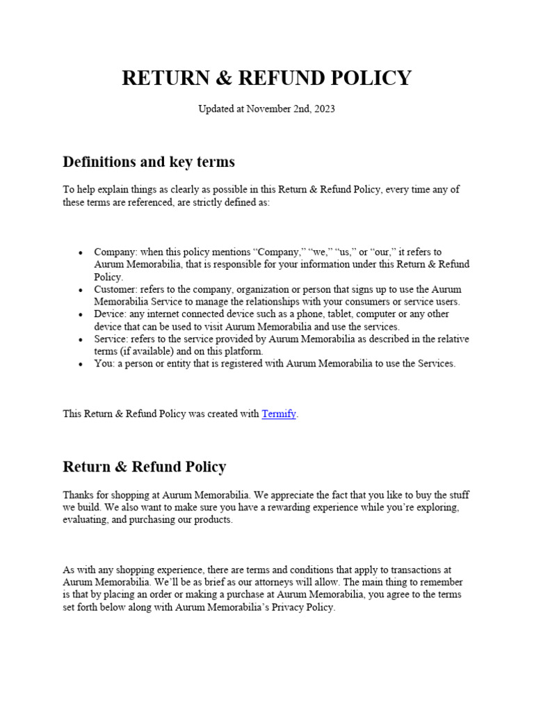 Refund Policy Termify | PDF | Business | Service Industries