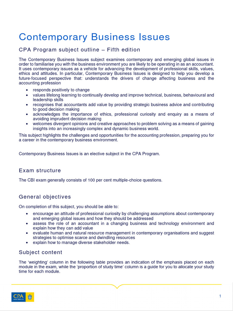 Subject Outline Contemporary Business Issues v5 | PDF | Economies ...