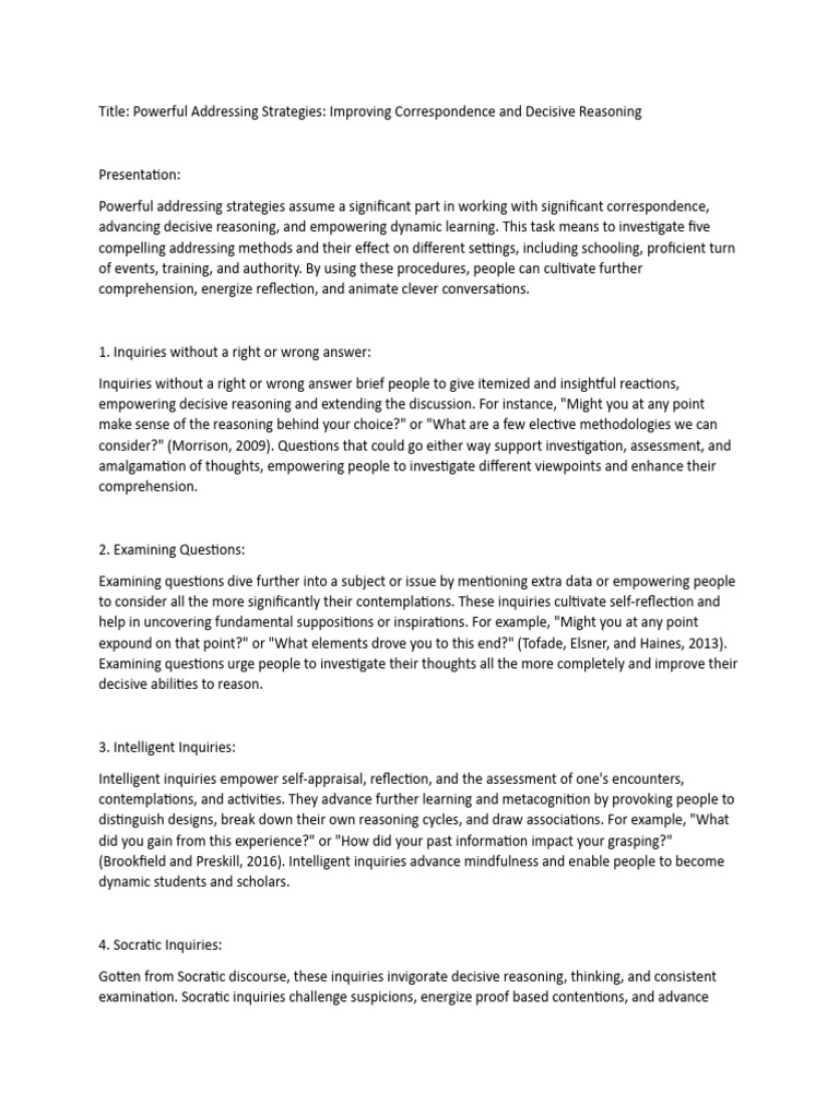 Five Effective Questioning Techniques | PDF | Critical Thinking | Thought