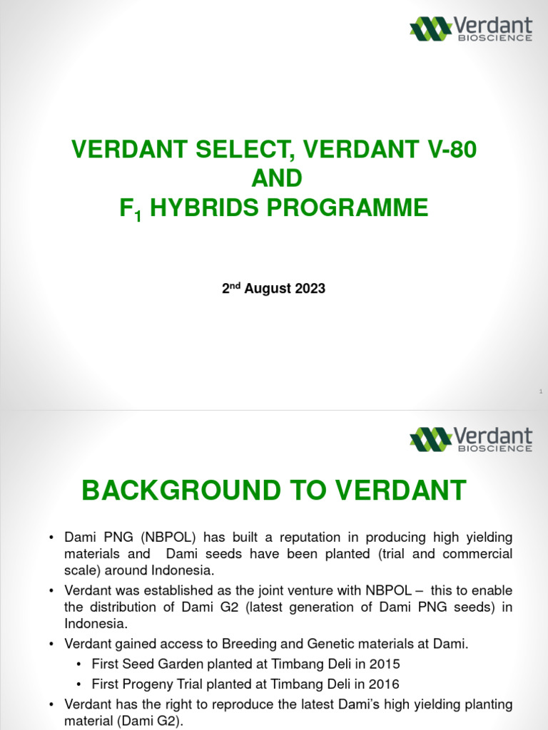 Performance of Verdant Select, Verdant V-80 and F1 Hybrid | PDF ...
