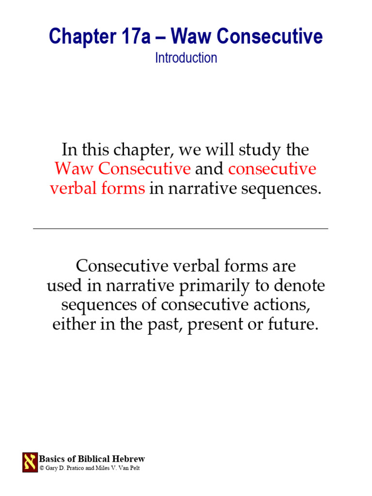 Basics Biblical Hebrew-17a Waw Consecutivum | PDF | Grammatical Tense ...