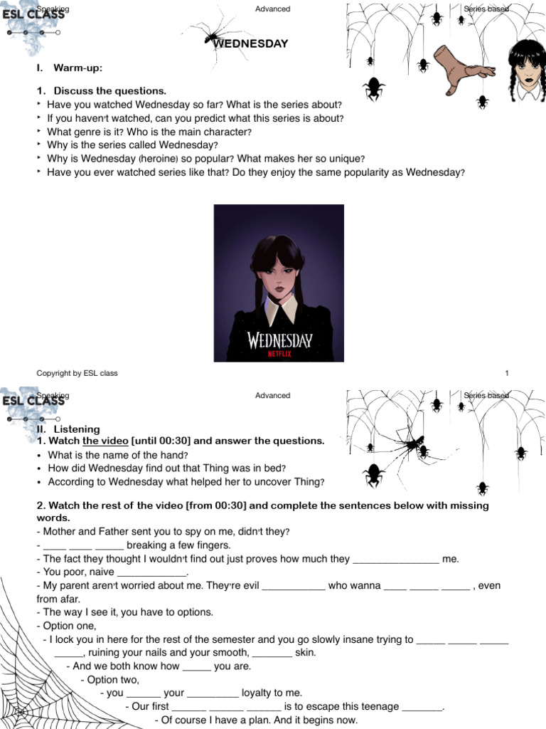 Esl Class Wednesday SV | PDF