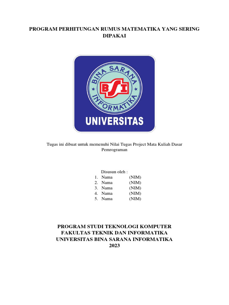 Contoh Proposal Project Dasar Pemrograman | PDF