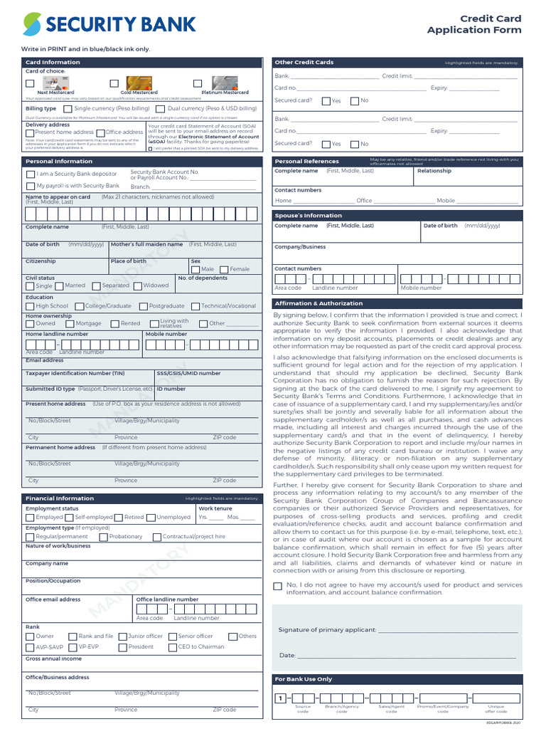 MC - CC App Fillable Form 2021 10062021 | PDF | Credit Card | Fee
