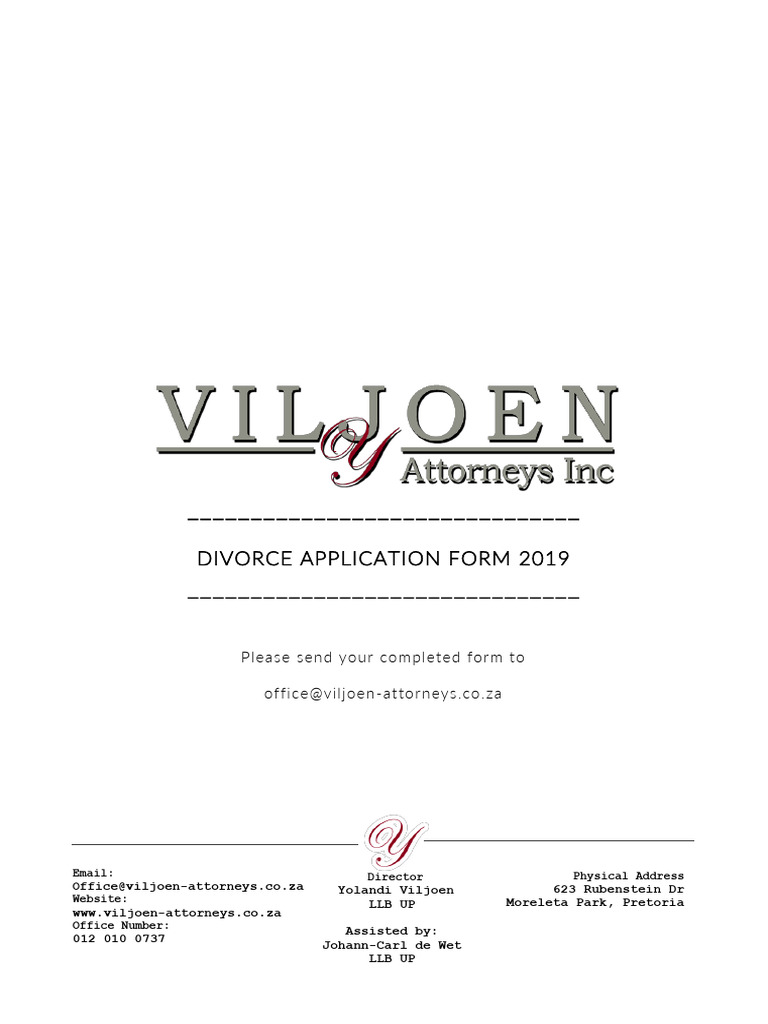 Divorce-Application-Form-Viljoen-Y-Attorneys-2019.docx | PDF | Divorce ...