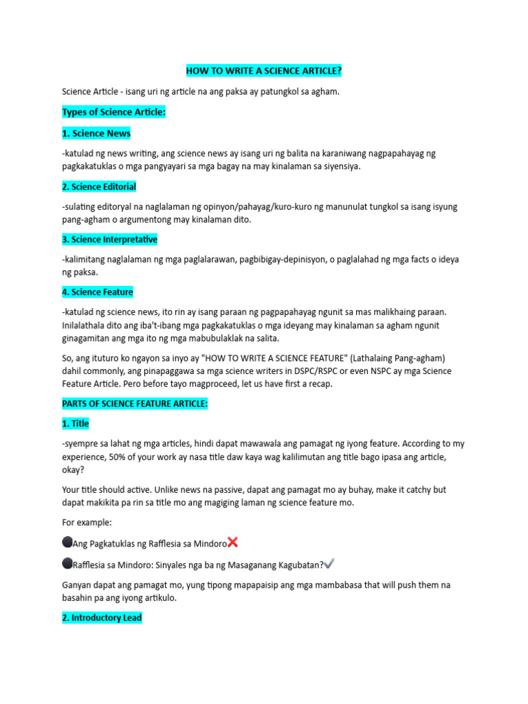 How To Write A Science Article | PDF