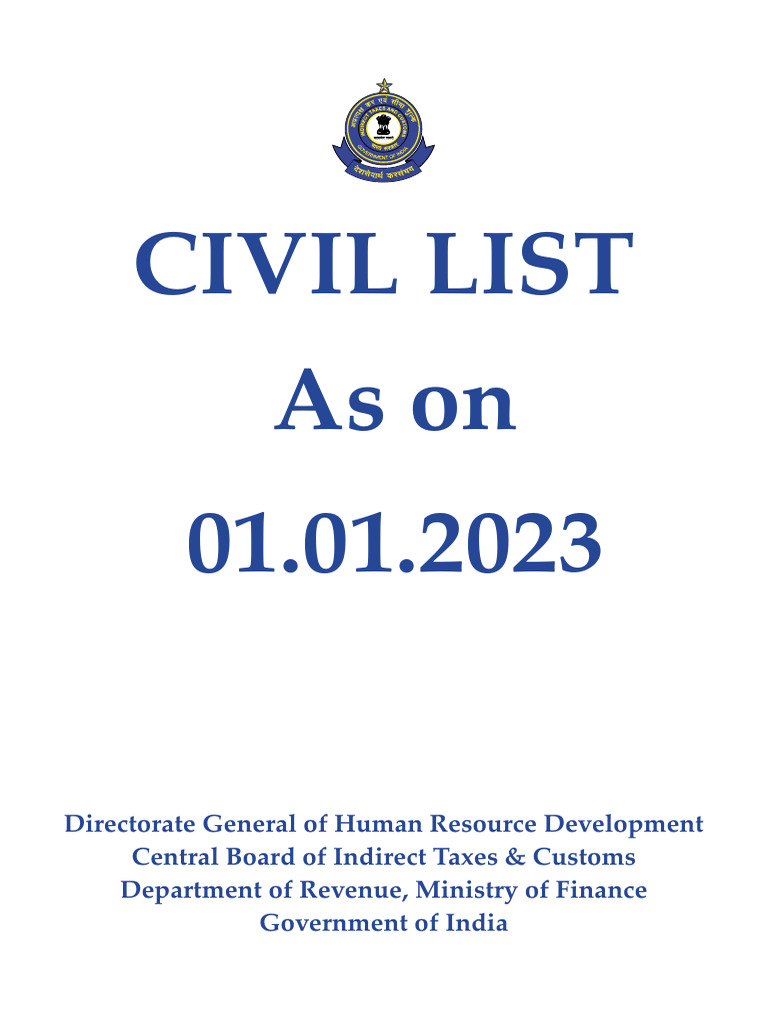 CBIC Civil List As On 01.01.2023 | PDF | Government Of India | Economy ...
