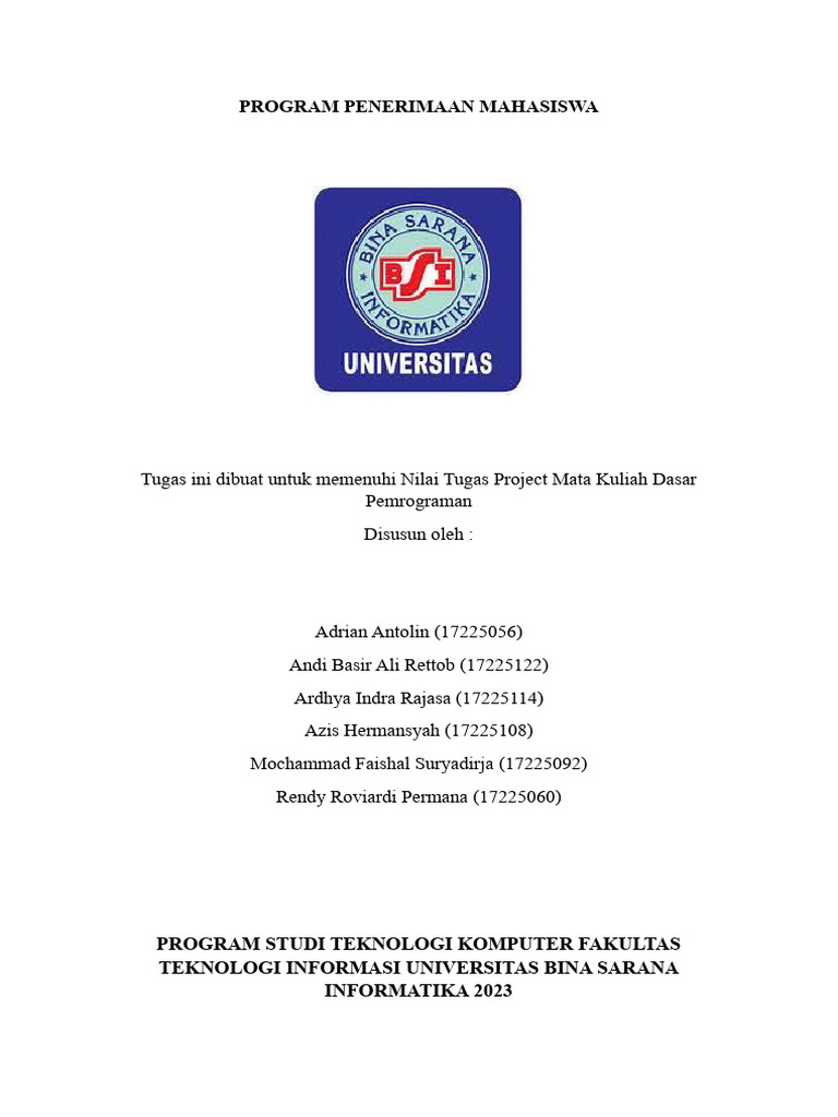 Proposal Dasar Pemrograman | PDF Proposal Dasar Pemrograman | PDF