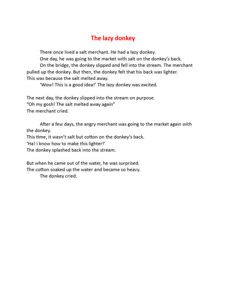 The Lazy Donkey | PDF | Poetry