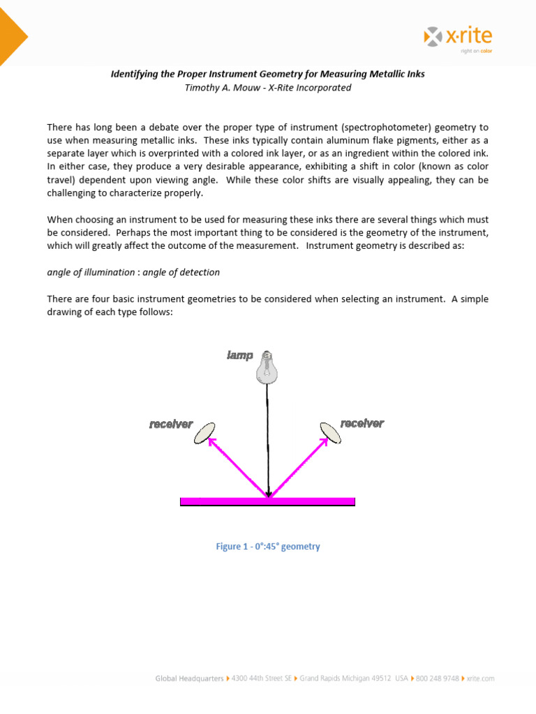 Identifying The Proper Instrument Geometry For Measuring Metallic Inks | PDF | Vision ...