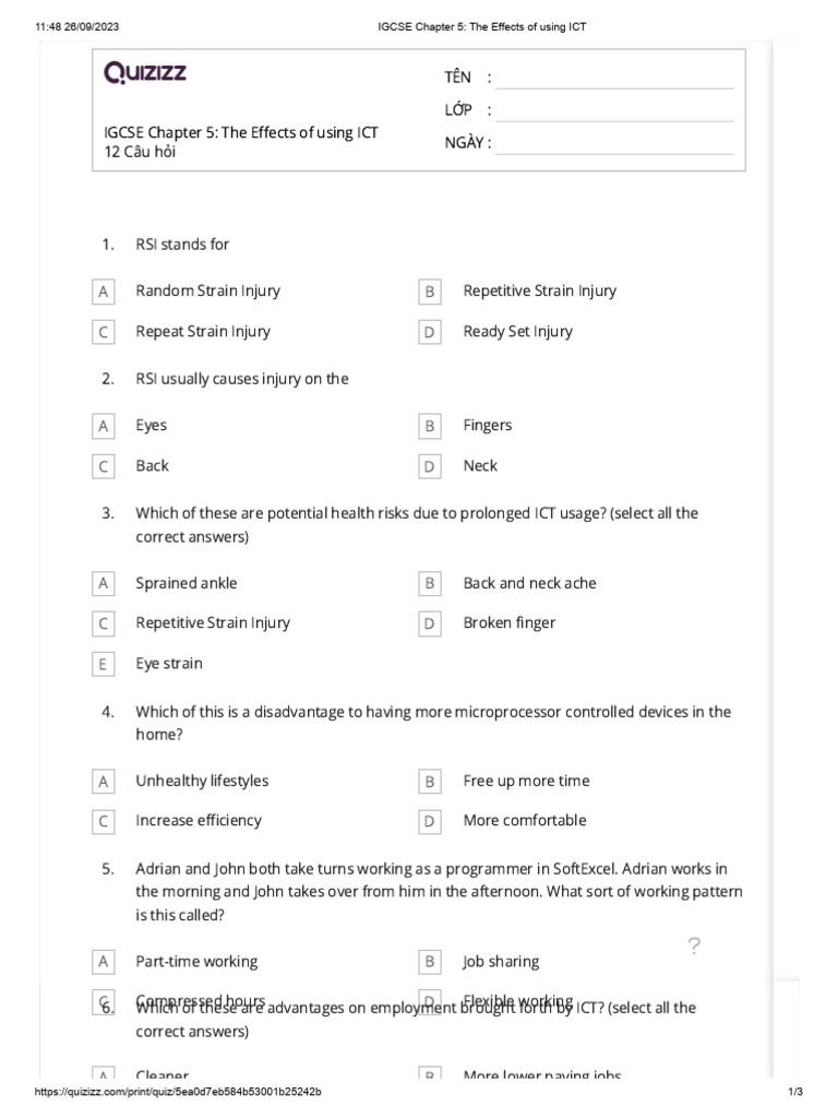 Igcse Chapter 5 The Effects Of Using Ict Pdf