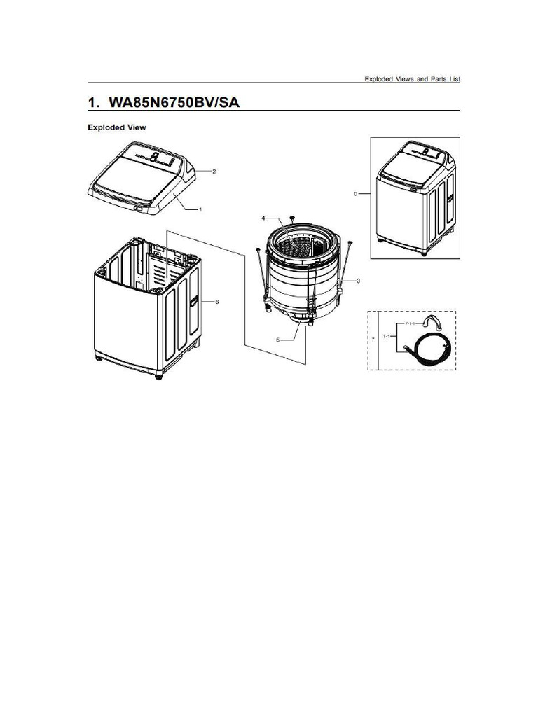 Washing Machine - WA85N6750BVSA - Parts Diagrams | PDF