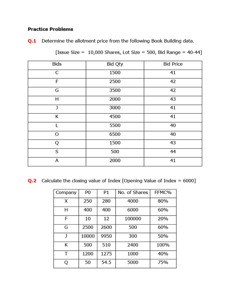 IPM Revision Sheet (Numerical) - Unit 1 & 2 | PDF | Variance | Dividend