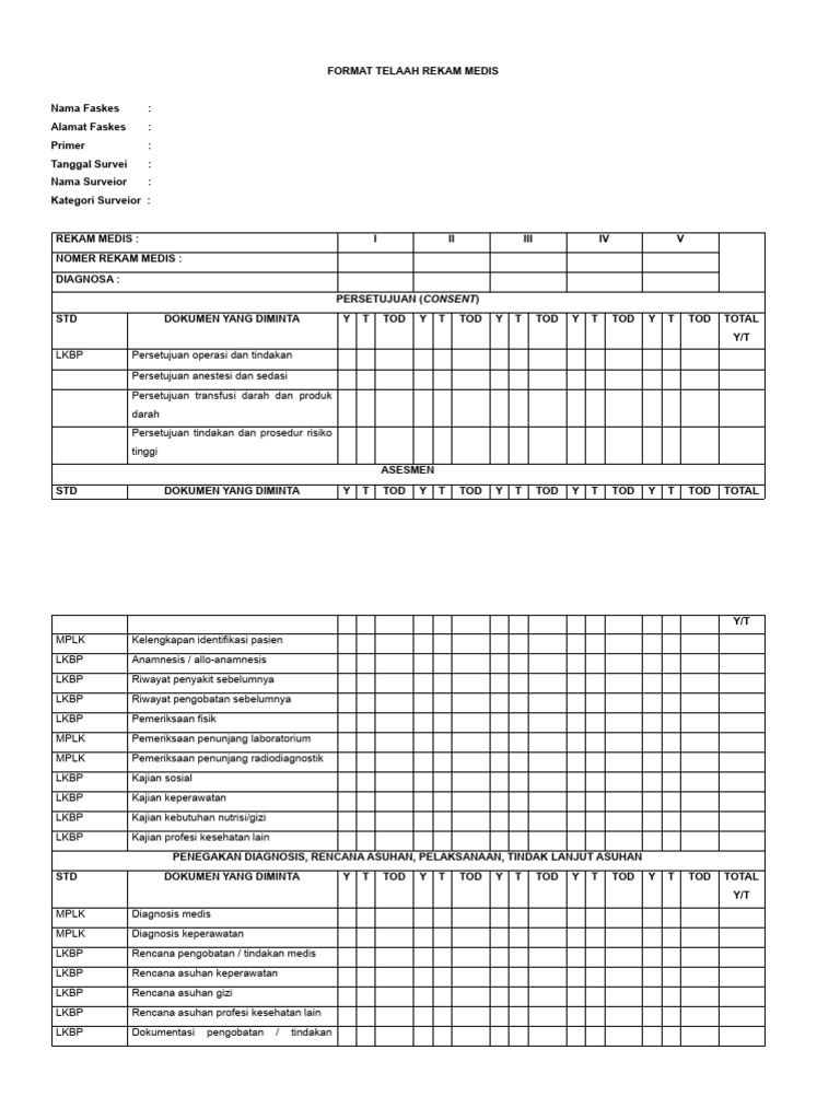 Form Telaah Rekam Medis | PDF