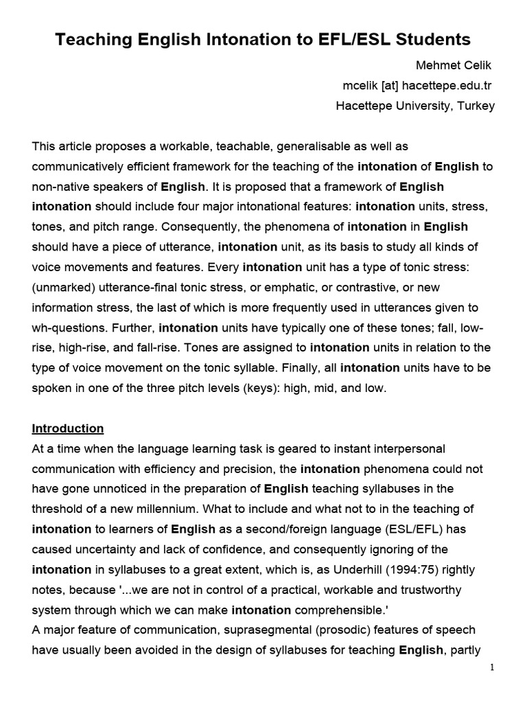 English Intonation | PDF | Stress (Linguistics) | Tone (Linguistics)