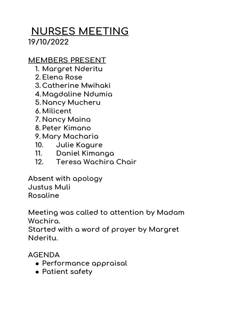 Nurses Meeting | Download Free PDF | Patient | Clinical Medicine
