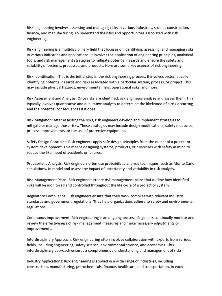 Risk Engineering | PDF | Risk | Risk Management