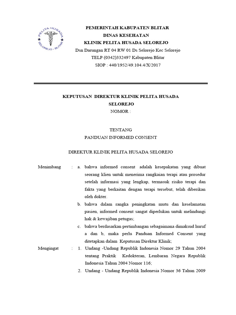 SK Dan Panduan INFORM CONSENT | PDF