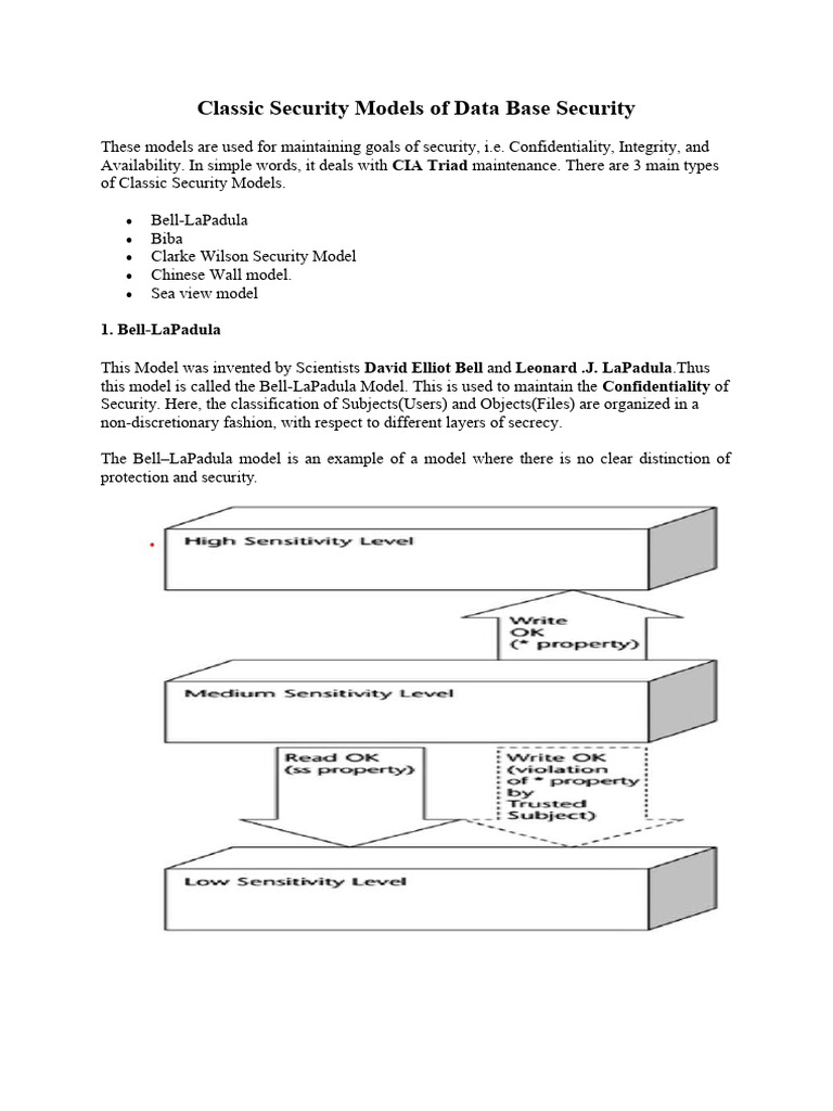 Classic Security Models of Data Base Security | PDF | Security ...