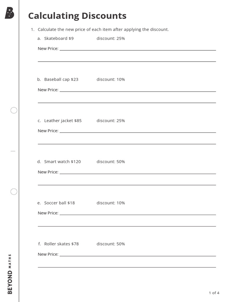 Applying Discounts Worksheet | PDF