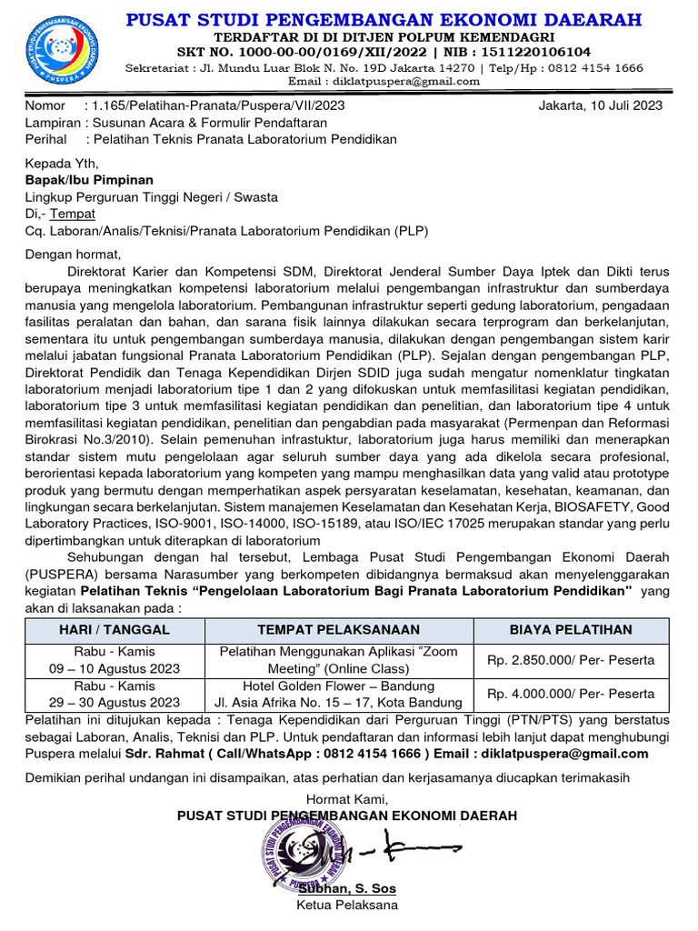 Pelatihan Teknis Pengelolaan Laboratorium Bagi Pranata Laboratorium ...