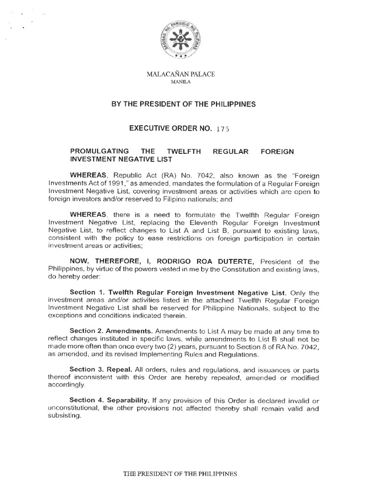 12th Negative List | PDF