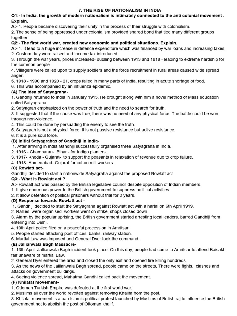 The Rise of Nationalism in India | PDF | Mahatma Gandhi | British Raj